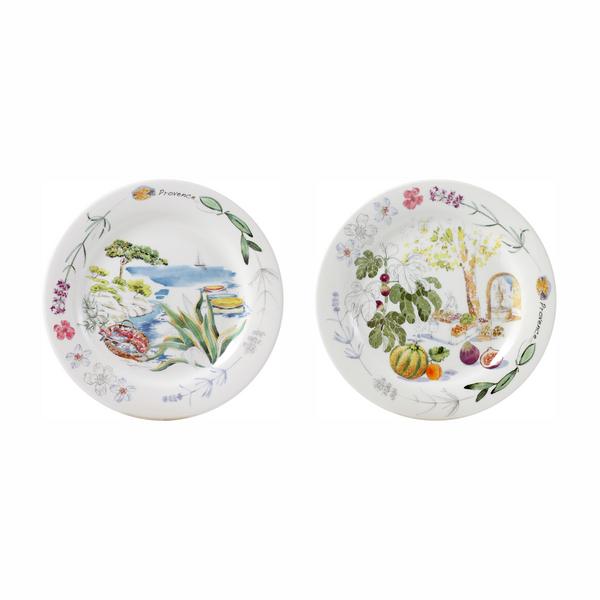 Gien Provence set of 4 bread & butter plates, 2 patterns | artedona.