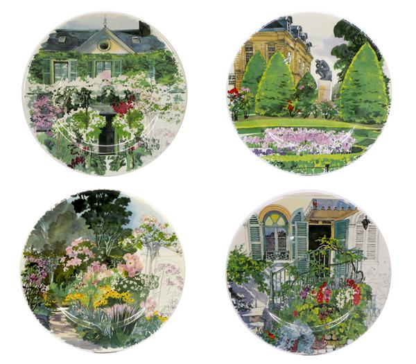 Gien De Paris à Giverny set of 4 dessert plates, 4 patterns | artedona.