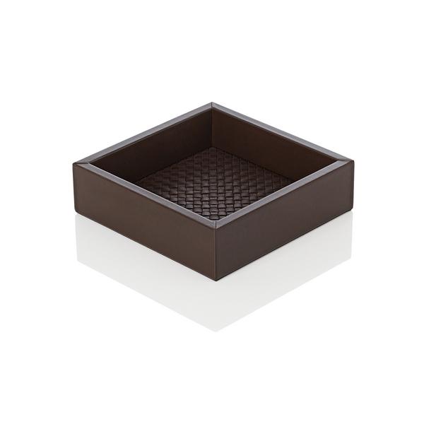 Riviere Milano leather vide-poche, square small, chocolate | artedona.