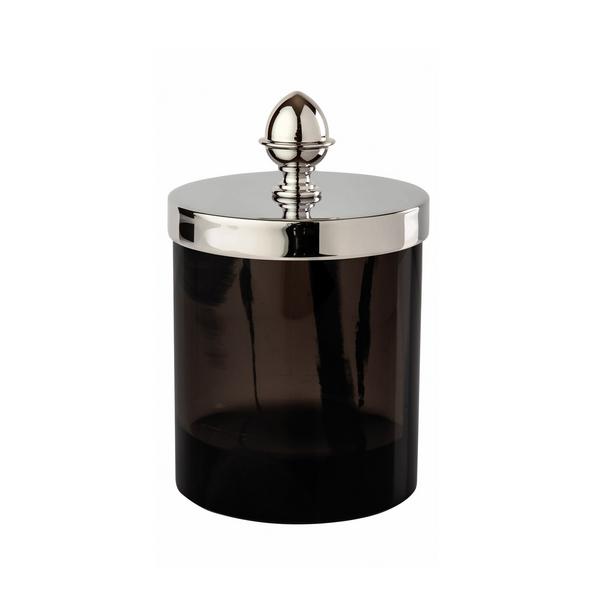 Cristal et Bronze Obsidian jar, small, chrom | artedona.