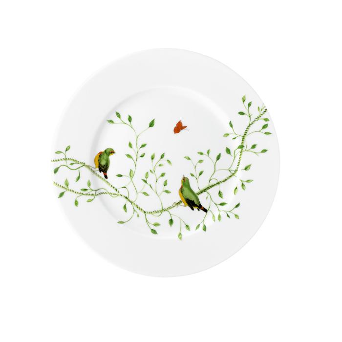 Raynaud Histoire Naturelle cake plate, green birds | artedona.