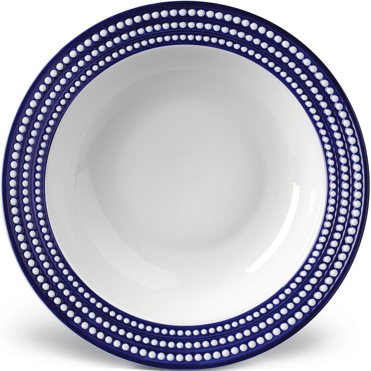 L'Objet Perlée Bleu rimmed serving bowl | artedona.