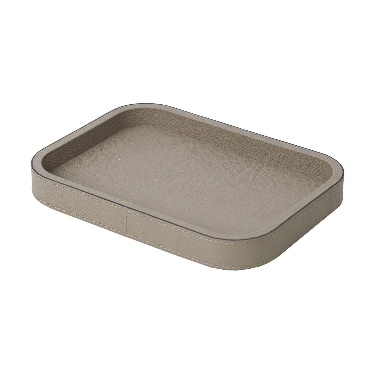 GioBagnara Polo stackable tray, rectangular, large, h 3 cm, mud | artedona.