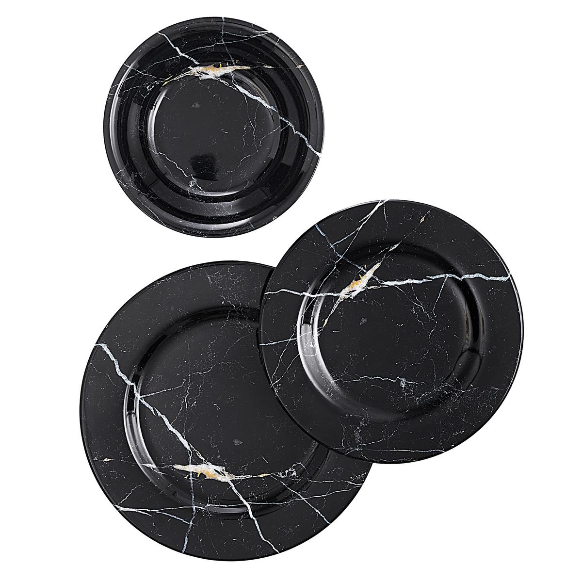 Mario Luca Giusti Moreschina melamine plates, black | artedona.
