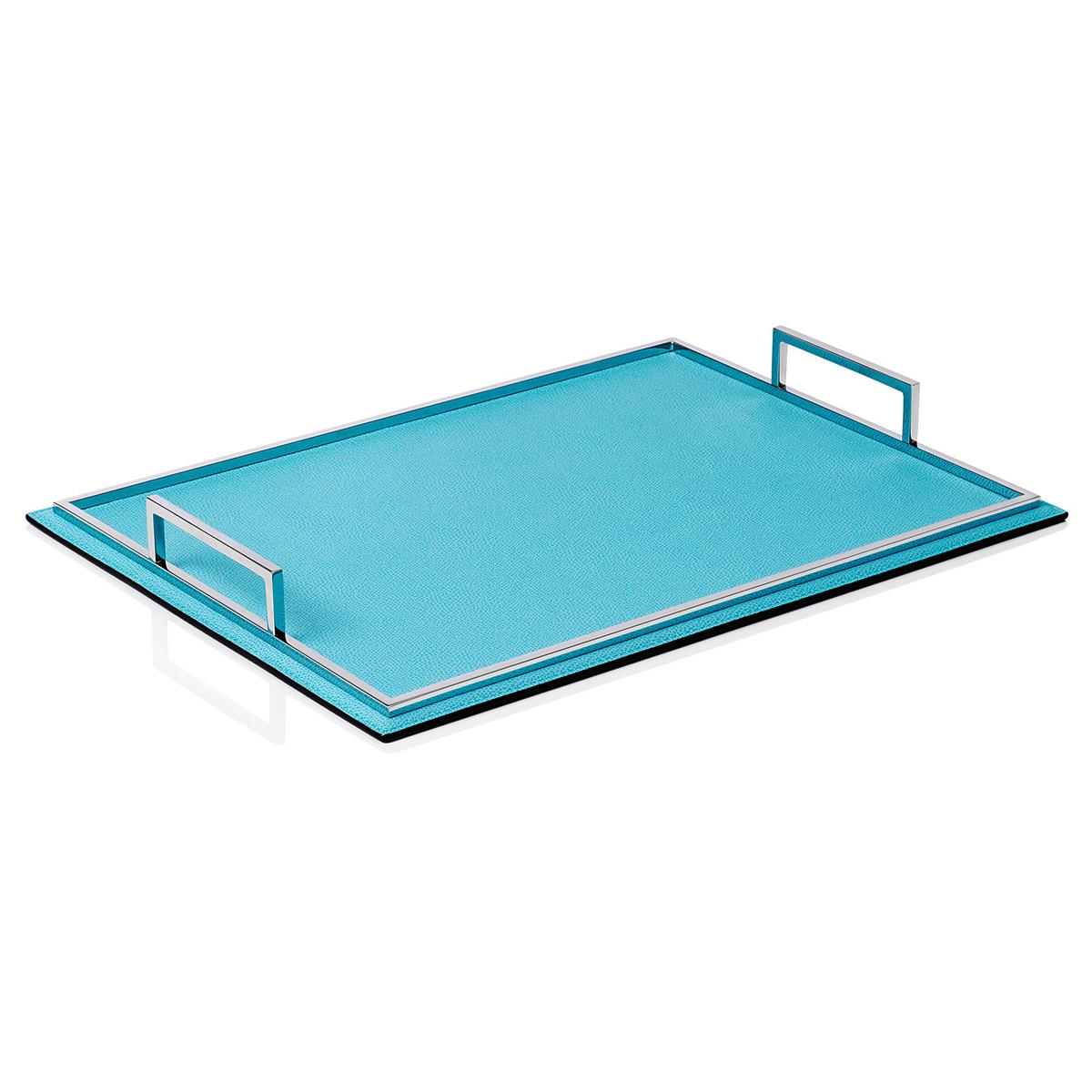 GioBagnara Defile rectangular tray, chrome-plated handles, large, capri ...