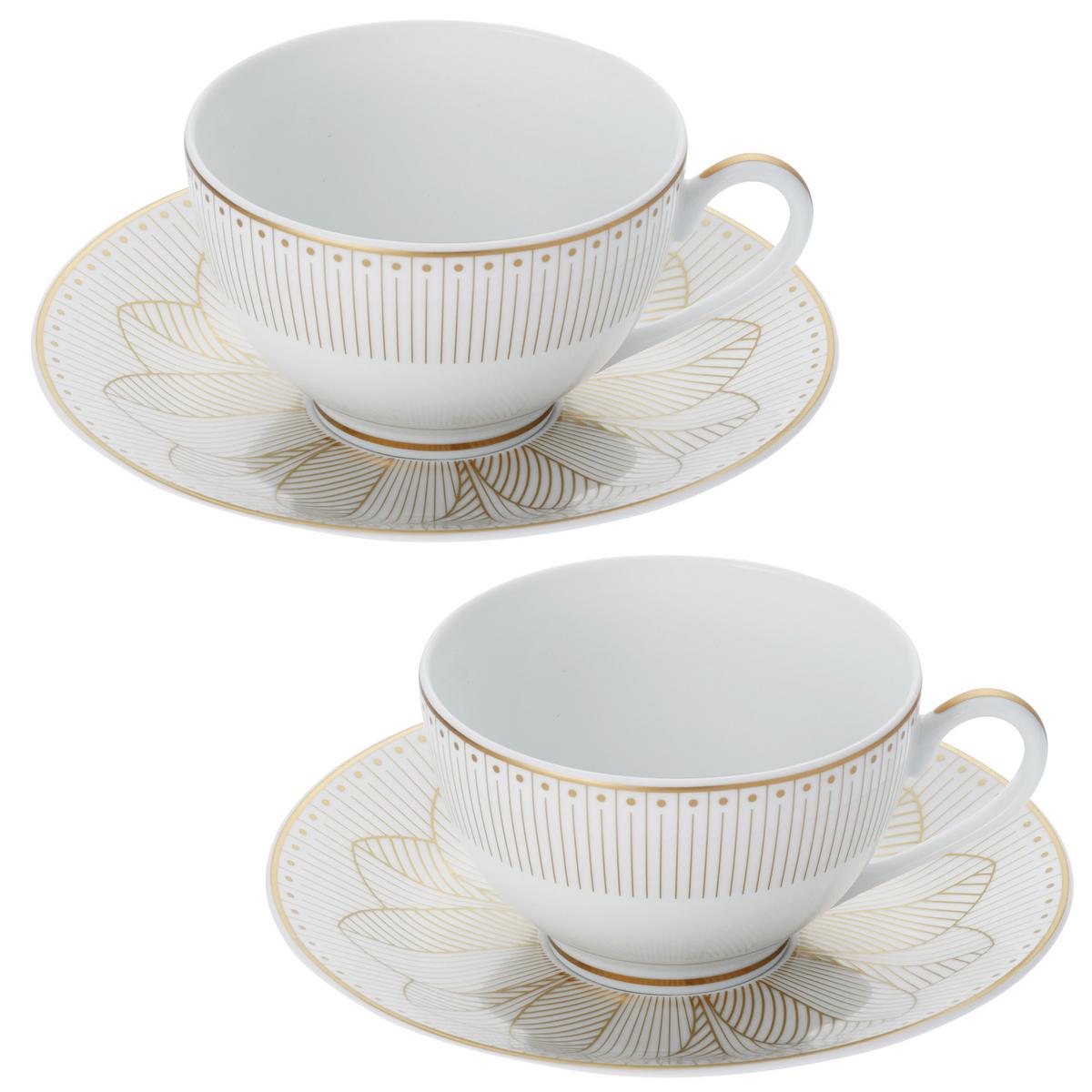 Christofle Malmaison Impériale Gold tea cups and saucers, set of 2 ...