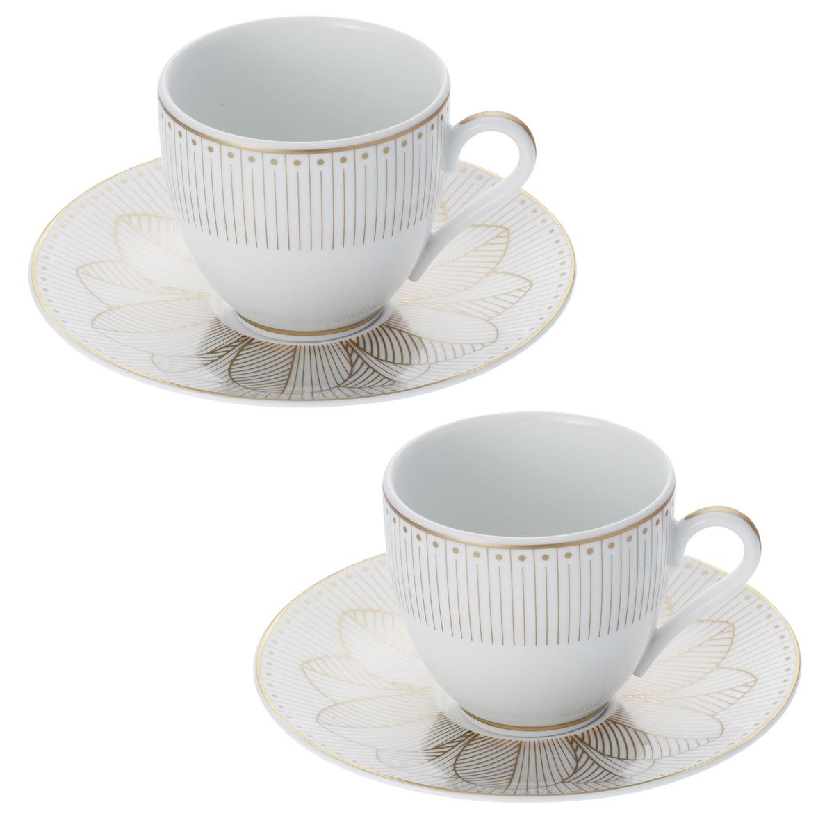 Christofle Malmaison Impériale Gold espresso cups and saucers, set of 2 ...