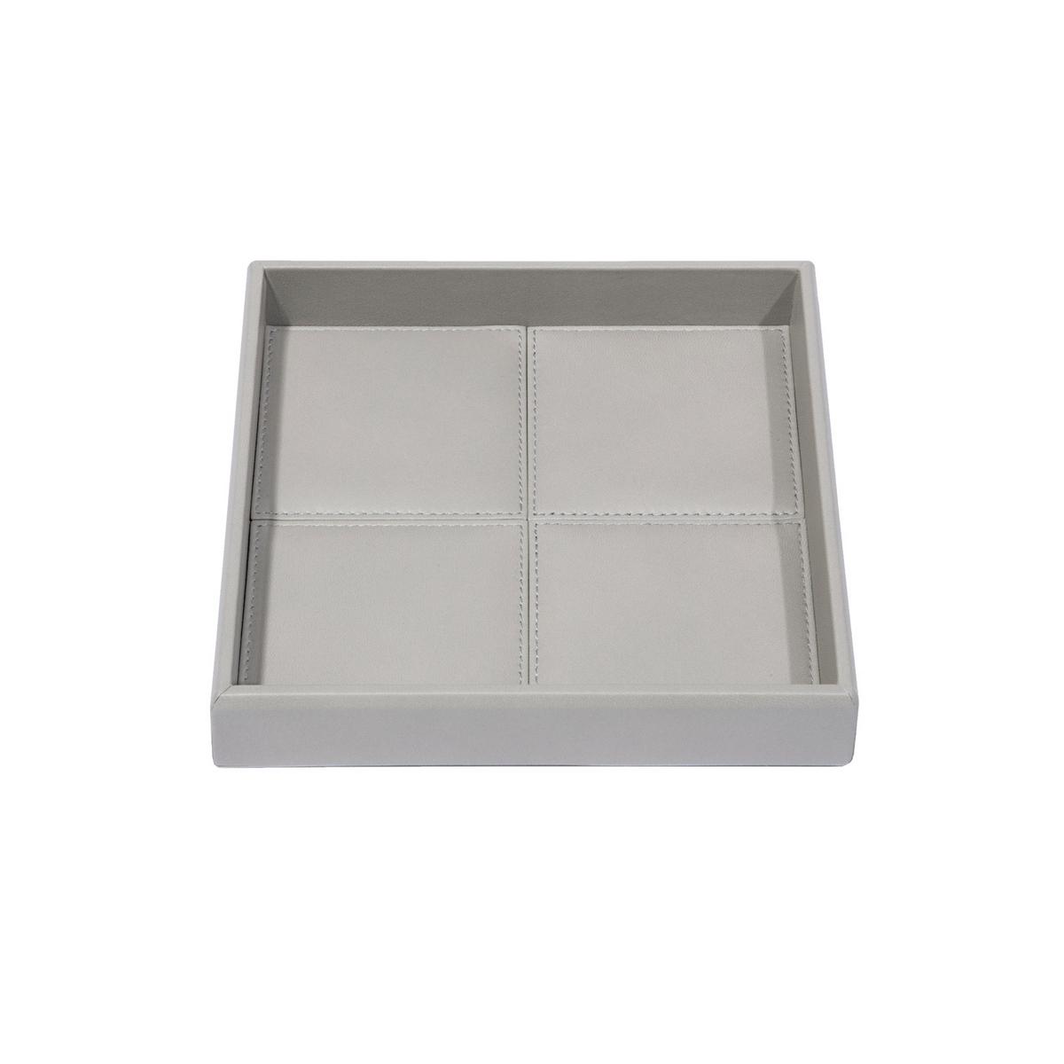 Riviere Stitches leather vide-poche, square, grey | artedona.