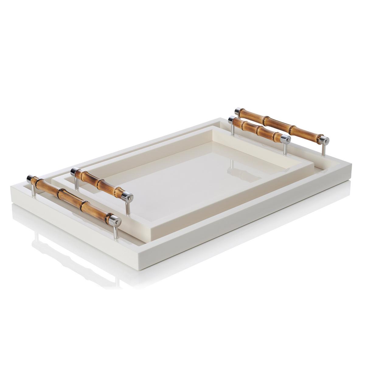 Riviere Lacquered trays in ivory with bamboo handles | artedona.