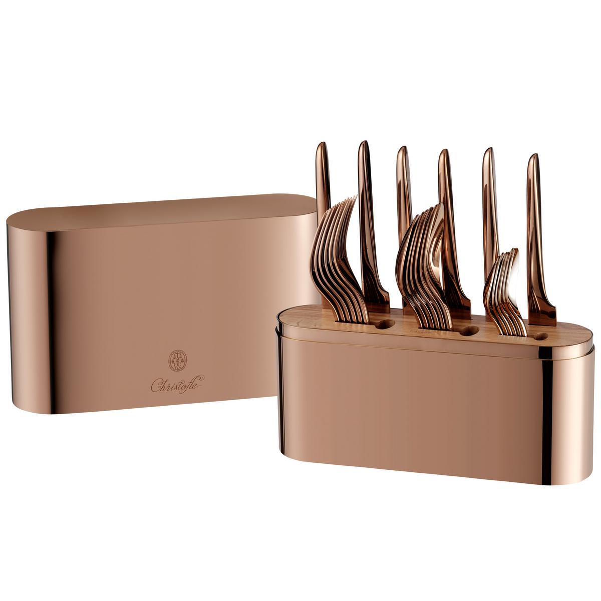 Christofle Concorde stainless steel cutlery case, colour copper | artedona.
