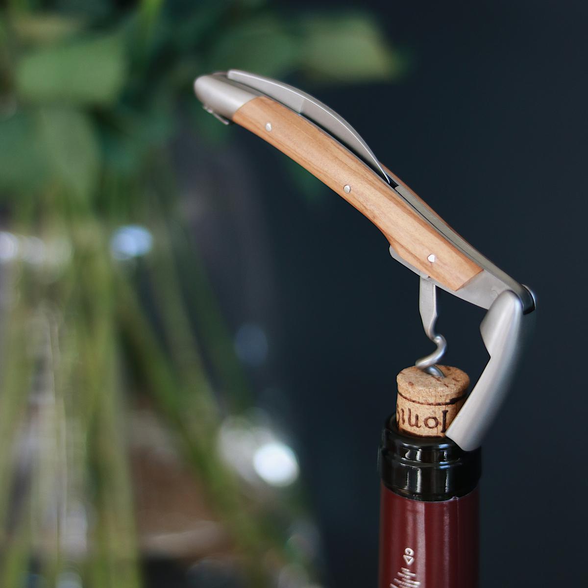Forge de Laguiole Olive wood sommelier knife, satin finish | artedona.