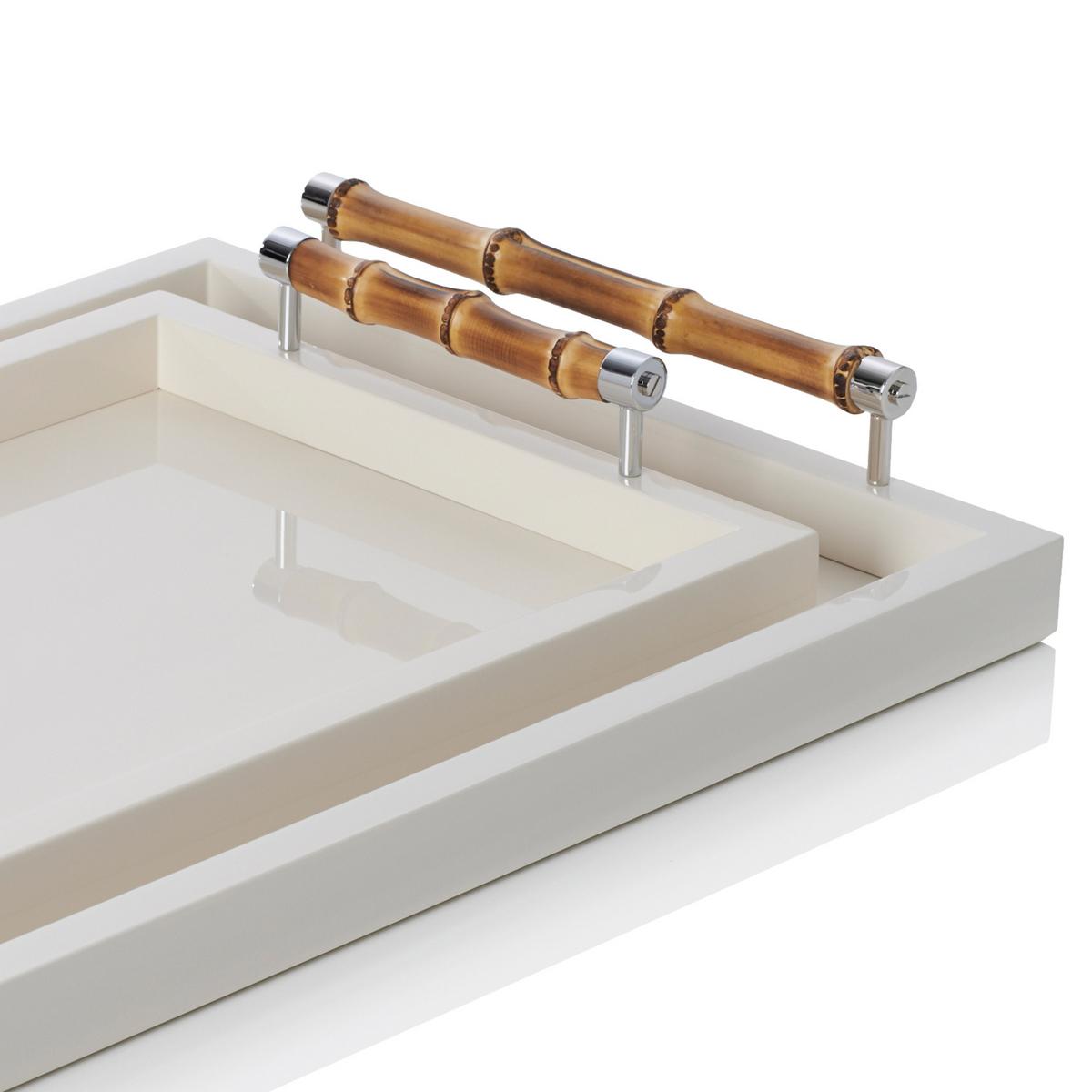 Riviere Lacquered trays in ivory with bamboo handles | artedona.